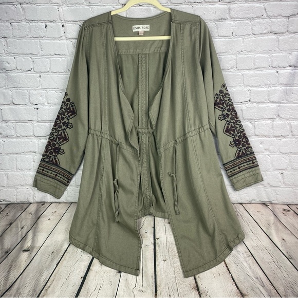 Knox Rose | Jackets & Coats | Knox Rose Cascade Olive Green Embroidered ...